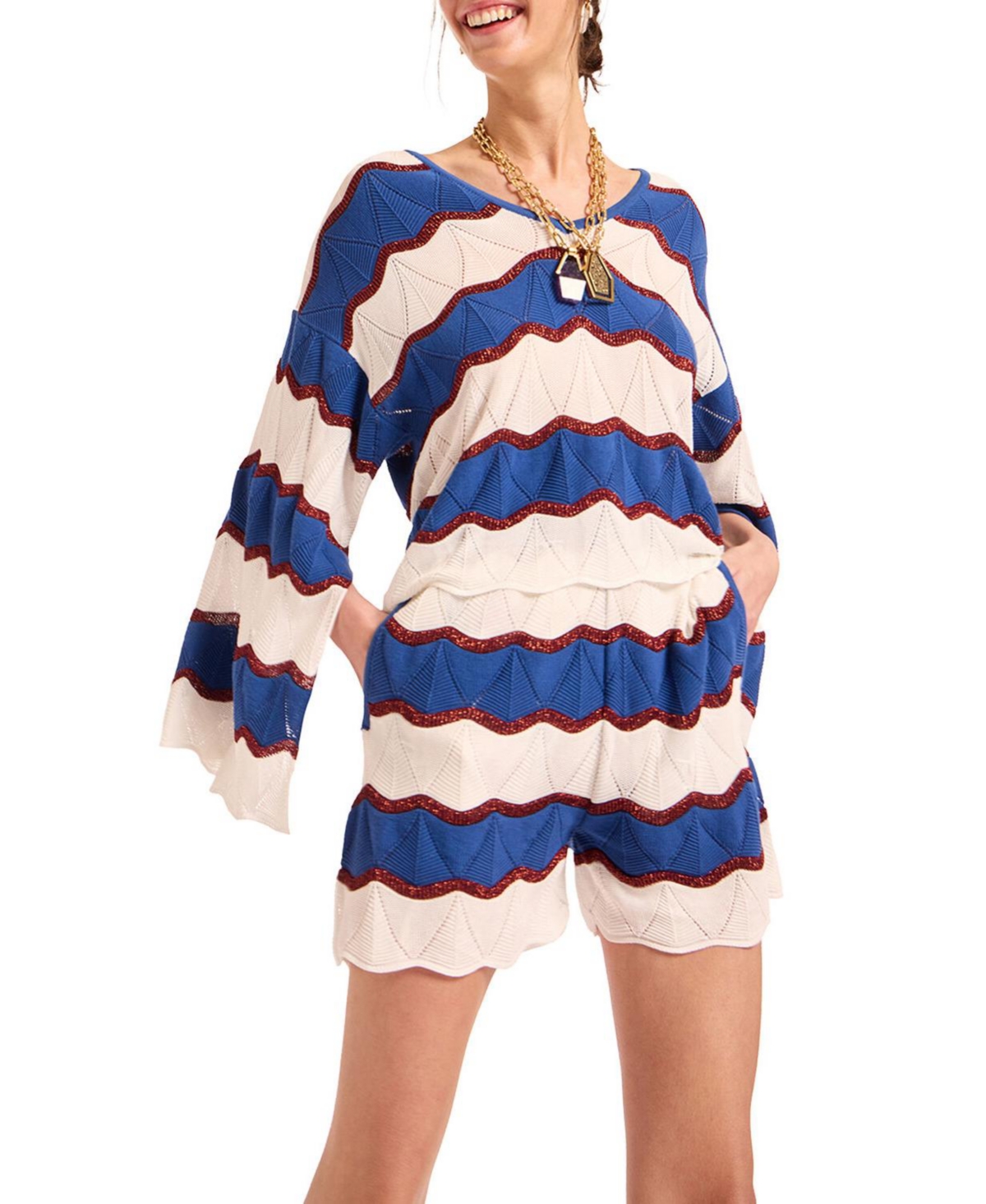LA DOUBLEJ La DoublejĀ® Textured Zigzag Knit Shorts